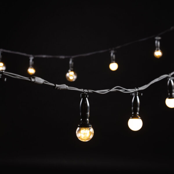 String Lite®QF+, 20 E14 sockets, 10m, black cable, 230V Bulbs Not ...
